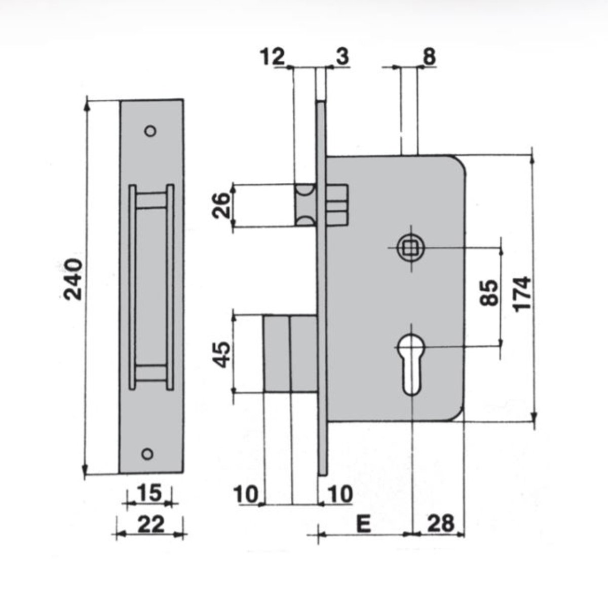 Autocad Lock Mortise Cylinder